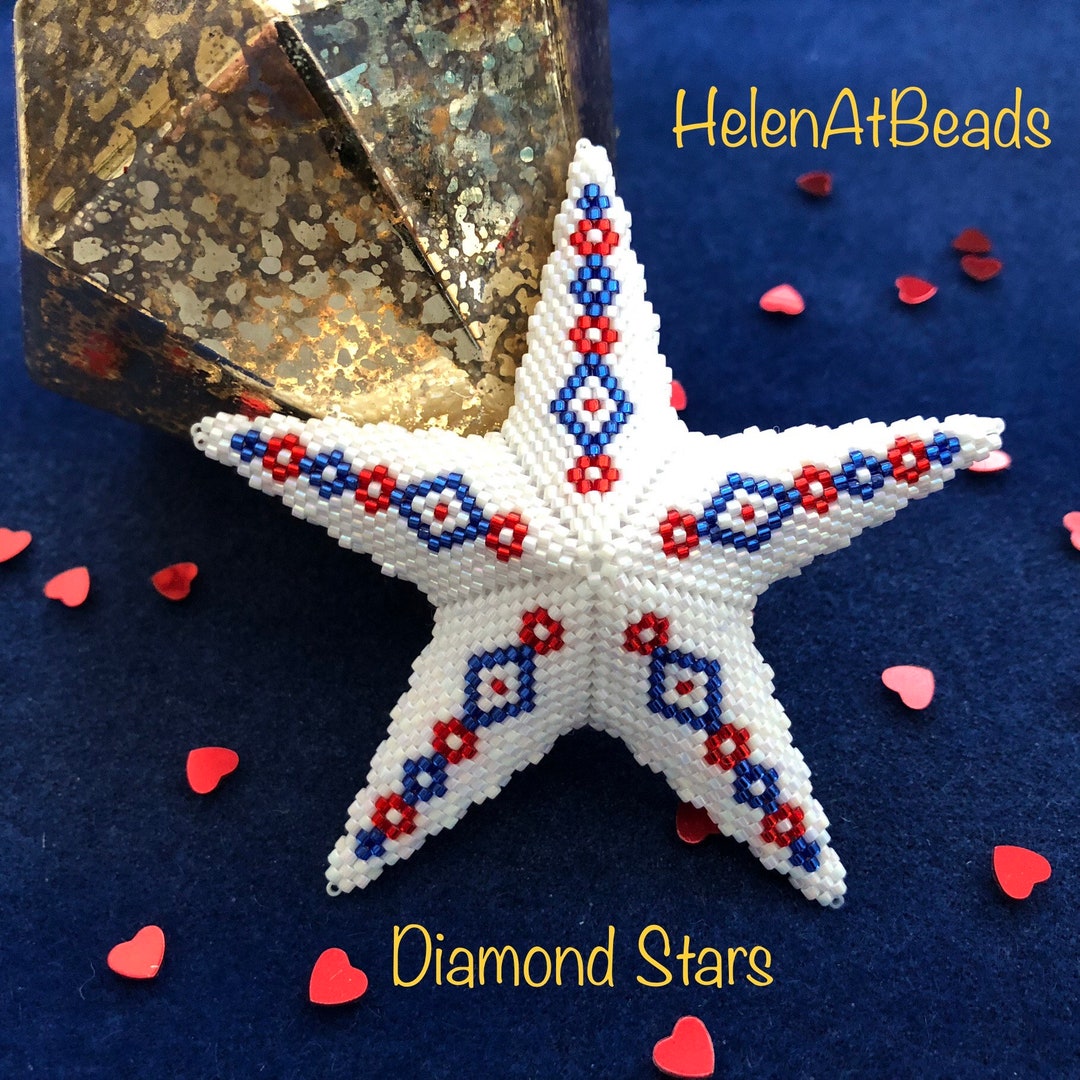 Diamond Stars Beadwork Tutorial Peyote Warped Square and Warped Diamond ...