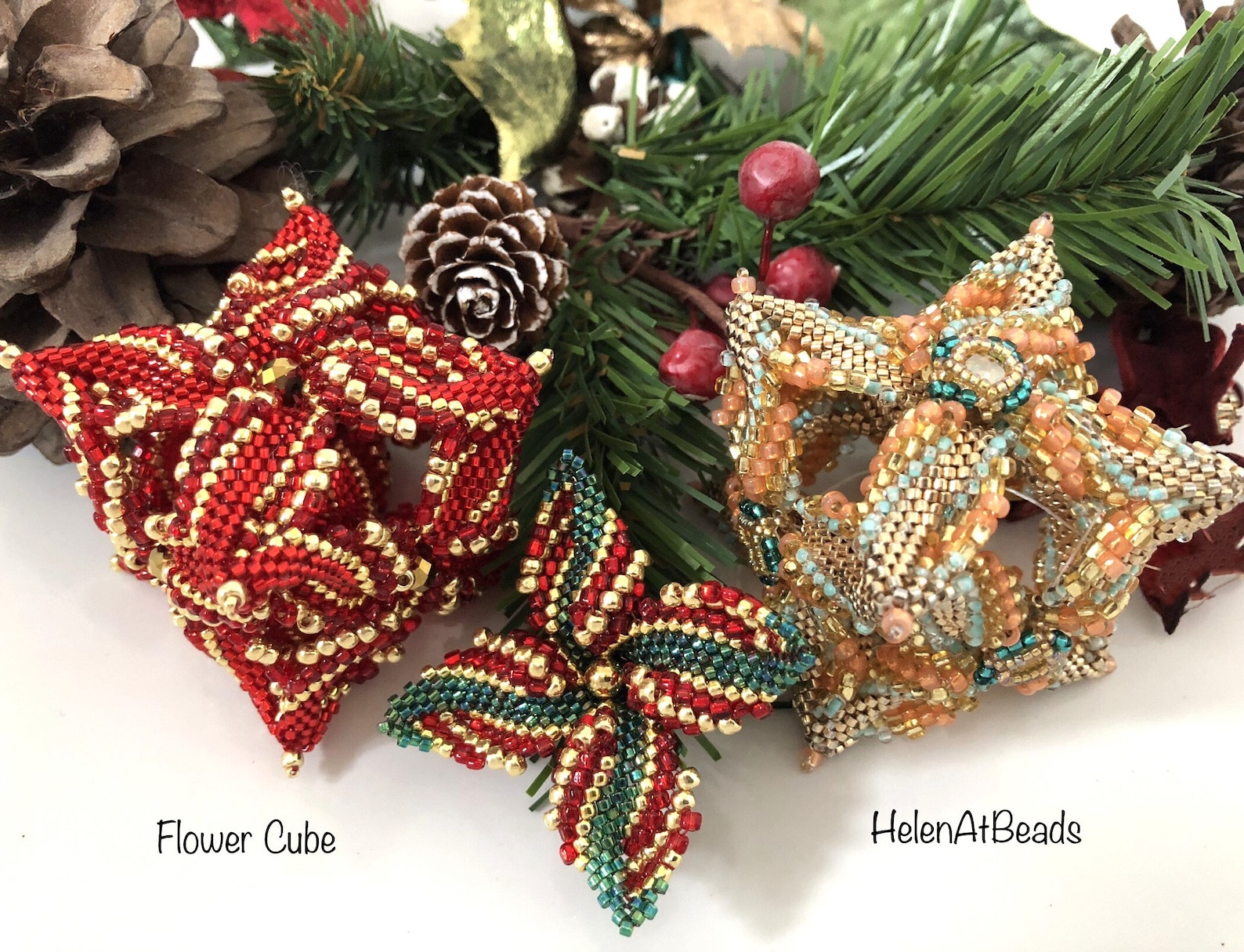 Flower Cube - Beadwork Tutorial – Peyote Bauble - Etsy