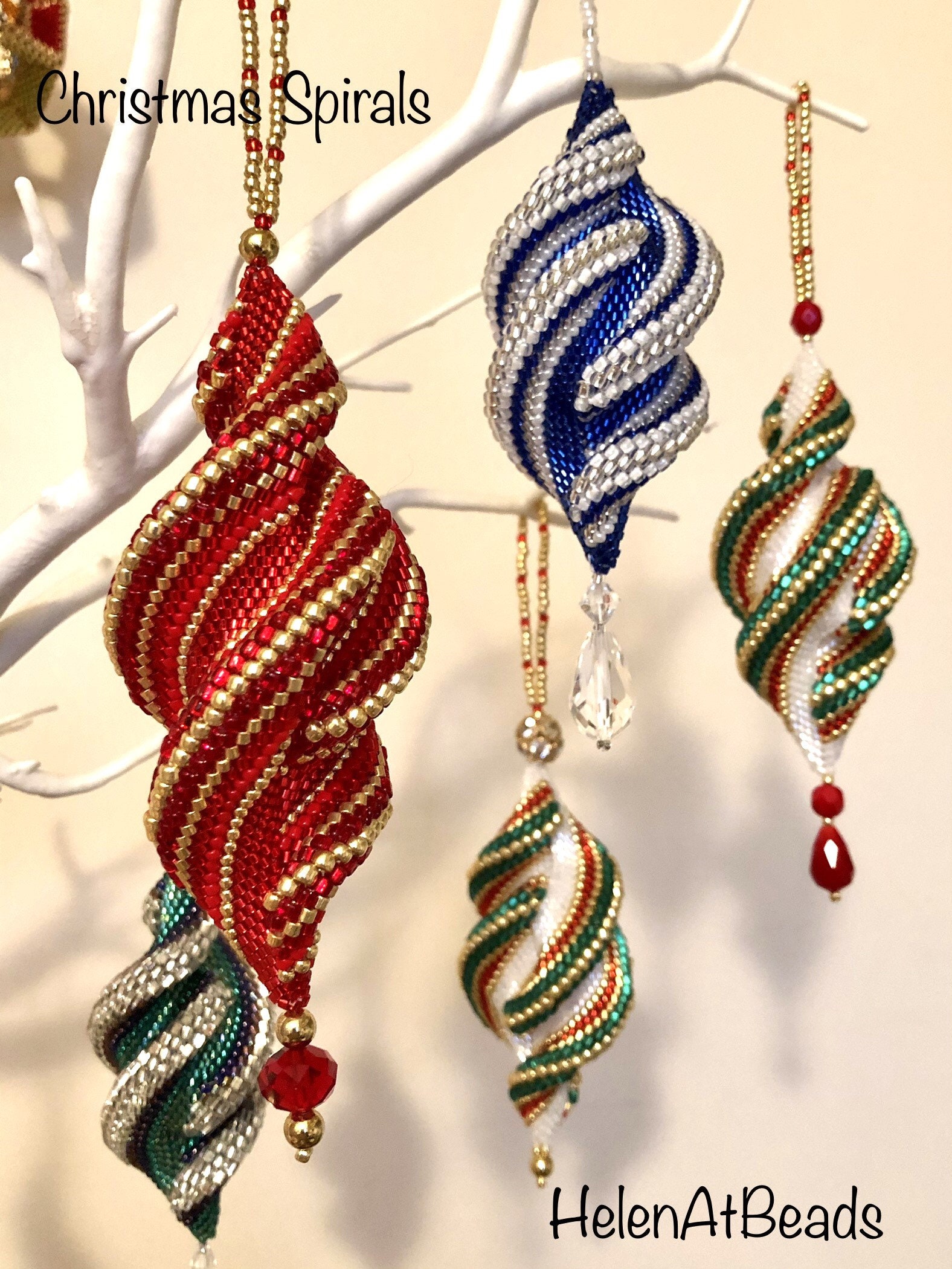 Christmas Spirals - Beadwork Tutorial - Peyote Bauble - Etsy