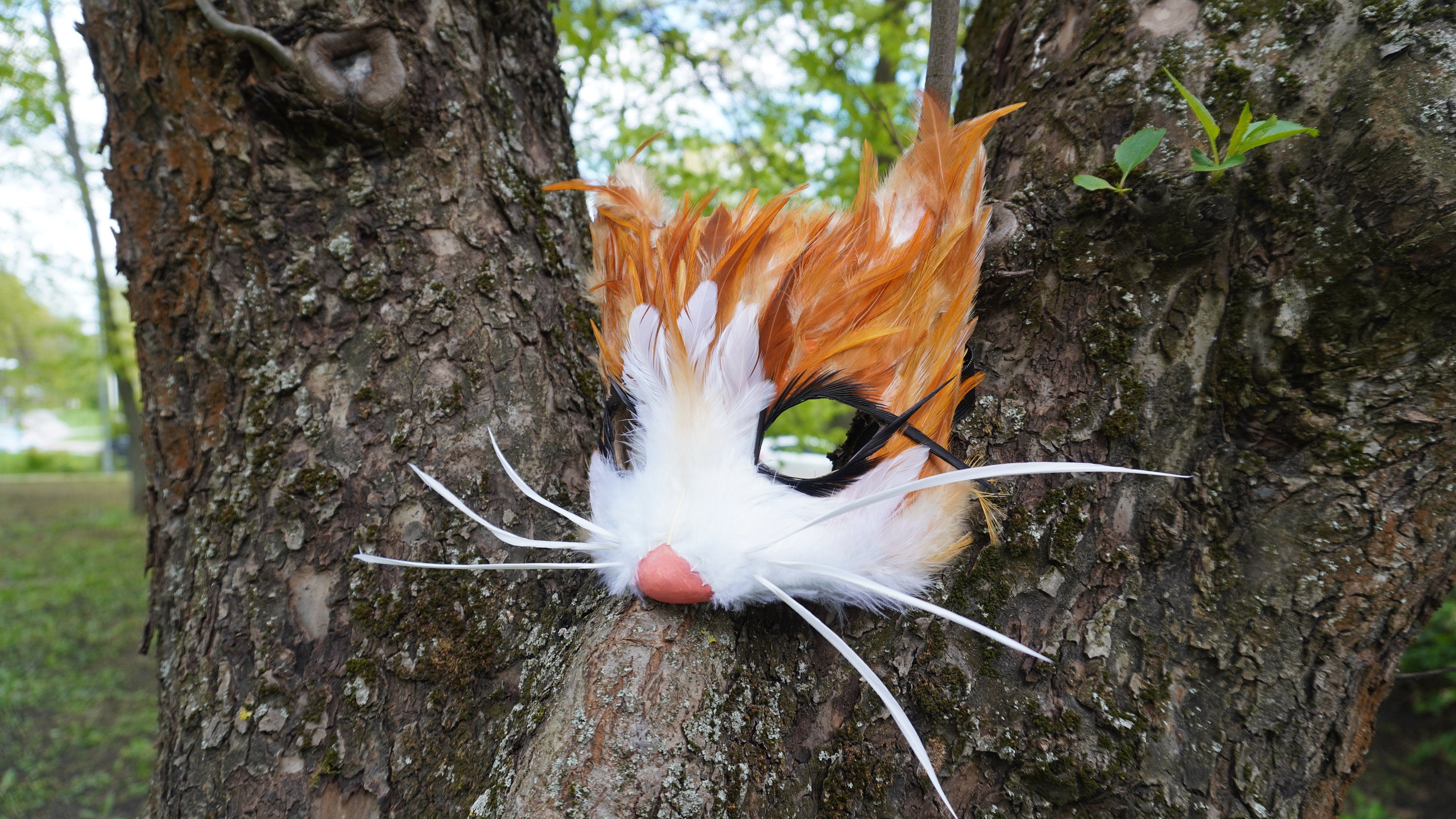 Ginger Cat Mask With Whiskers, Carnival Mask, Red Cat Mask, Masquerade ...