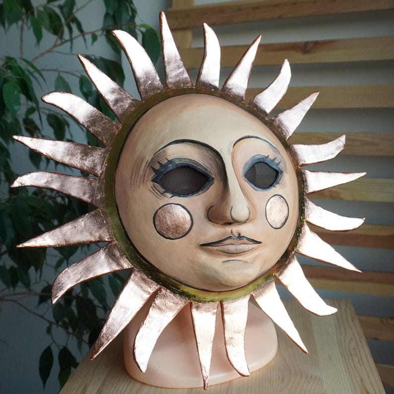 The Sun Mask, Halloween Mask, Papier-mache, Carnaval Mask, Masquarade ...