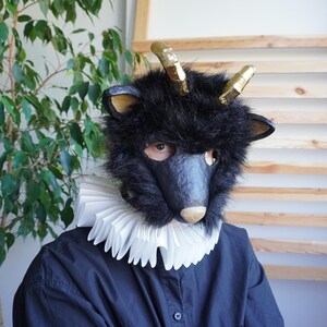 Goat Mask, Black Goat Mask, Halloween Mask, Animal Mask, Papier-mache ...