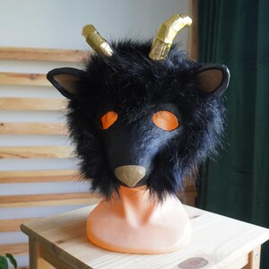 Goat Mask, Black Goat Mask, Halloween Mask, Animal Mask, Papier-mache ...