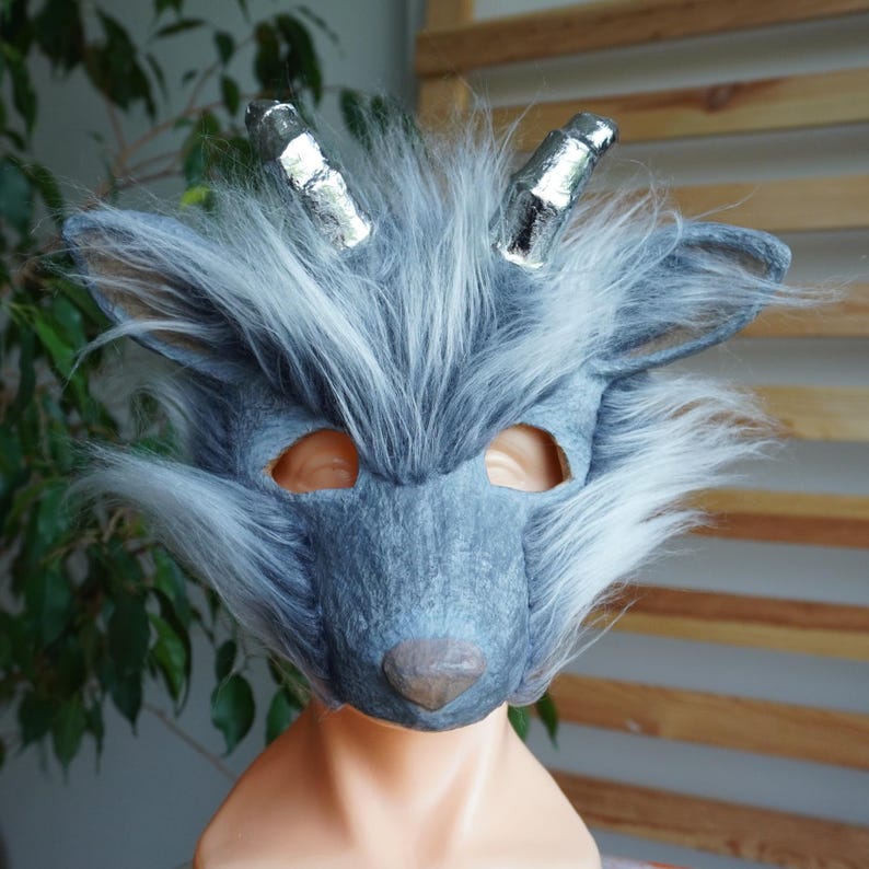 Goat Mask, Grey Goat Mask, Halloween Mask, Animal Mask, Papier-mache ...