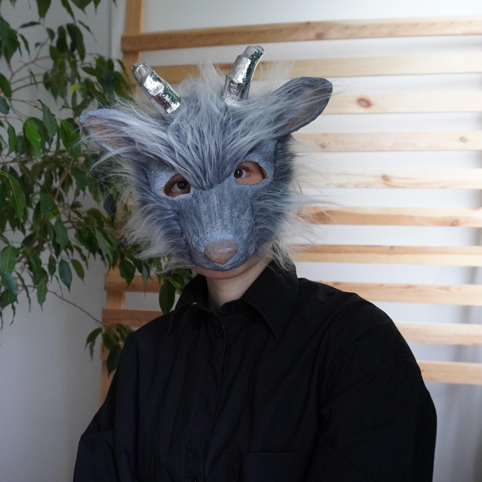 Goat Mask, Grey Goat Mask, Halloween Mask, Animal Mask, Papier-mache ...