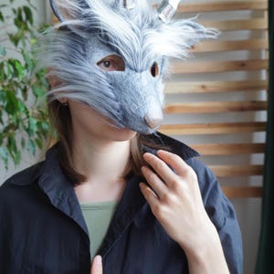 Goat Mask, Grey Goat Mask, Halloween Mask, Animal Mask, Papier-mache ...