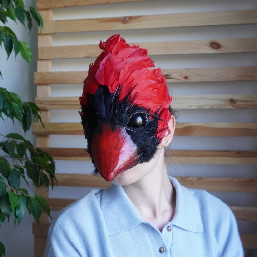 Red Bird Mask, Red Cardinal Mask, Northern Cardinal Mask, Bird Mask ...