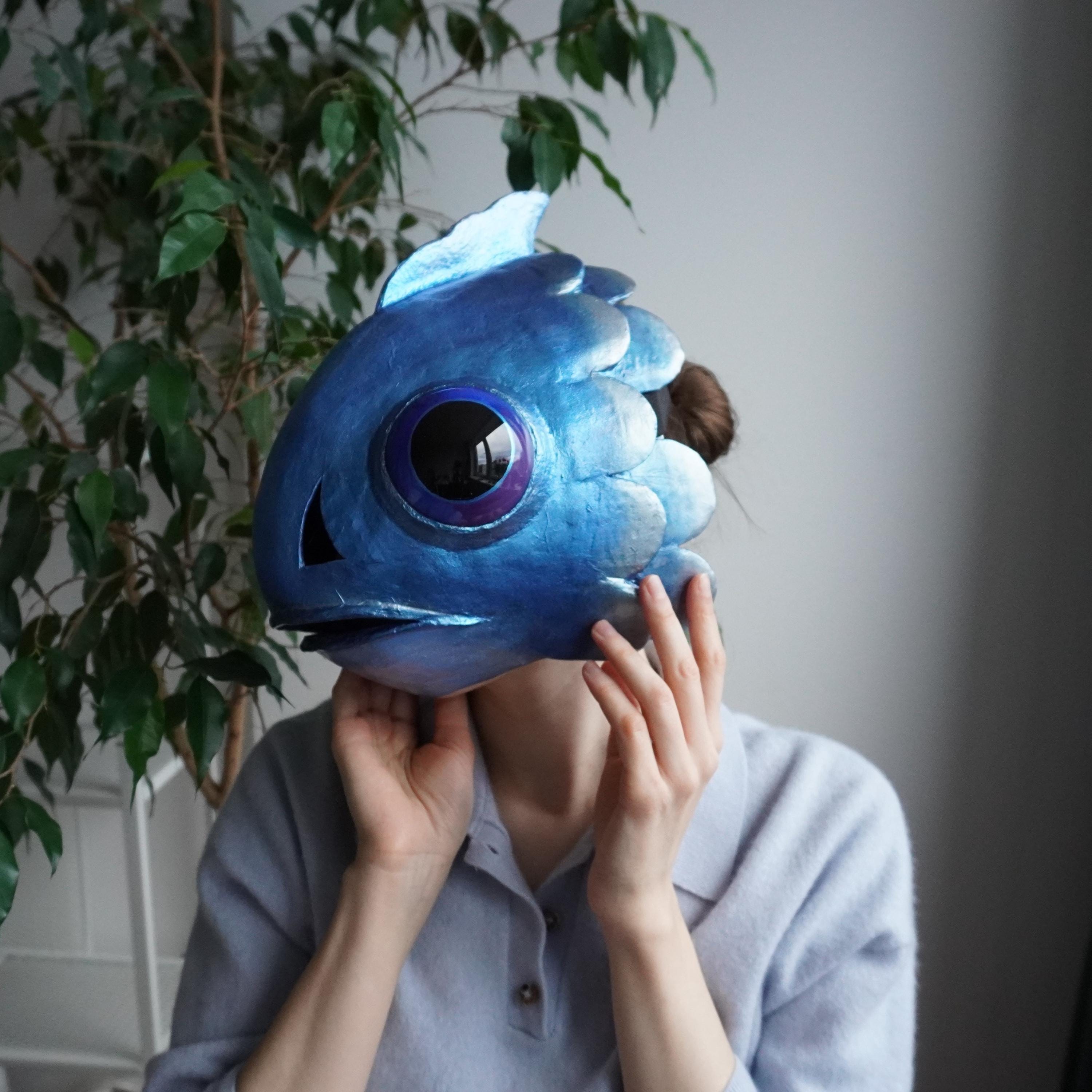 Fish Mask, Papier Mache Mask, Halloween Mask, Carnaval Mask, Masquerade ...