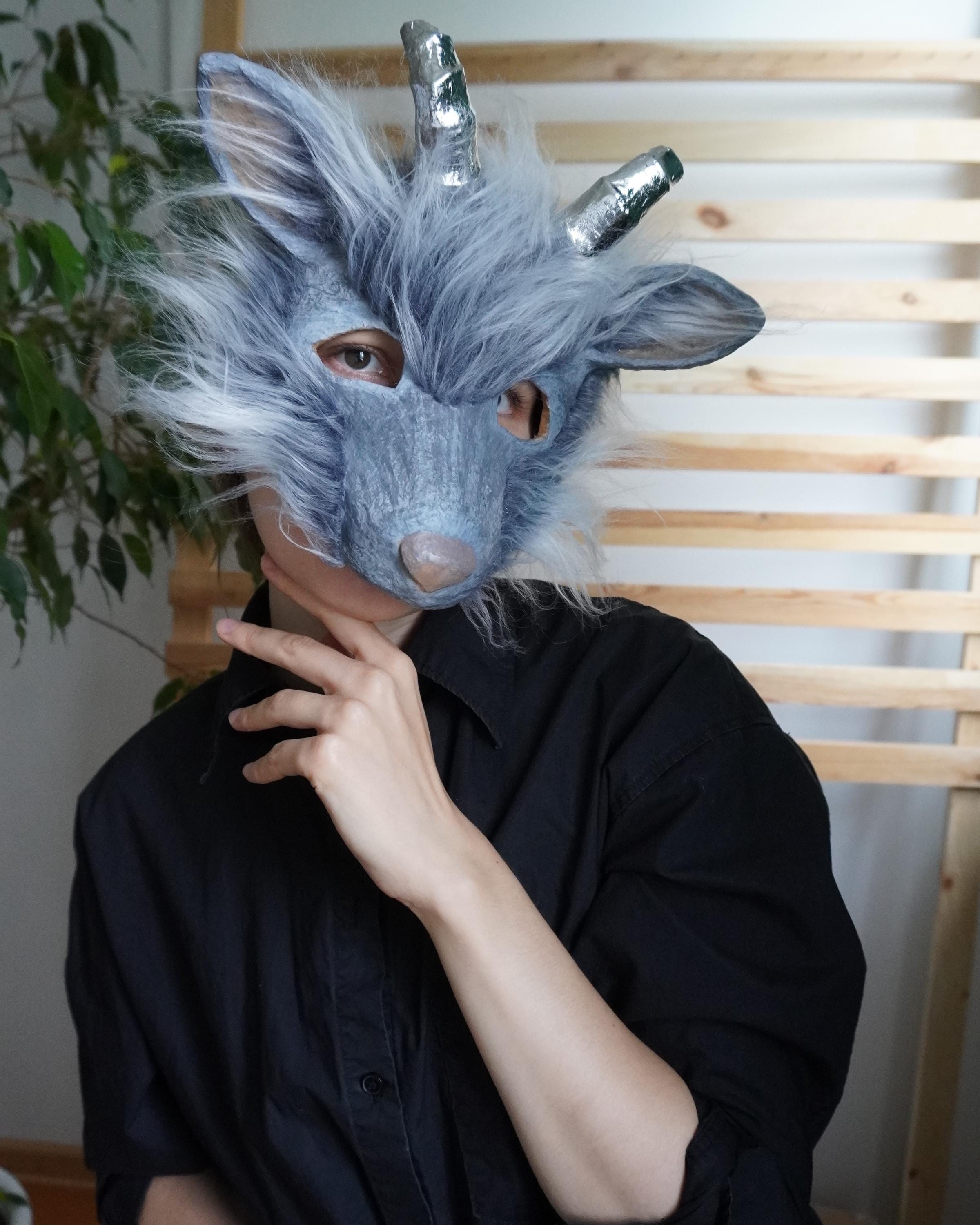 Goat Mask, Grey Goat Mask, Halloween Mask, Animal Mask, Papier-mache ...