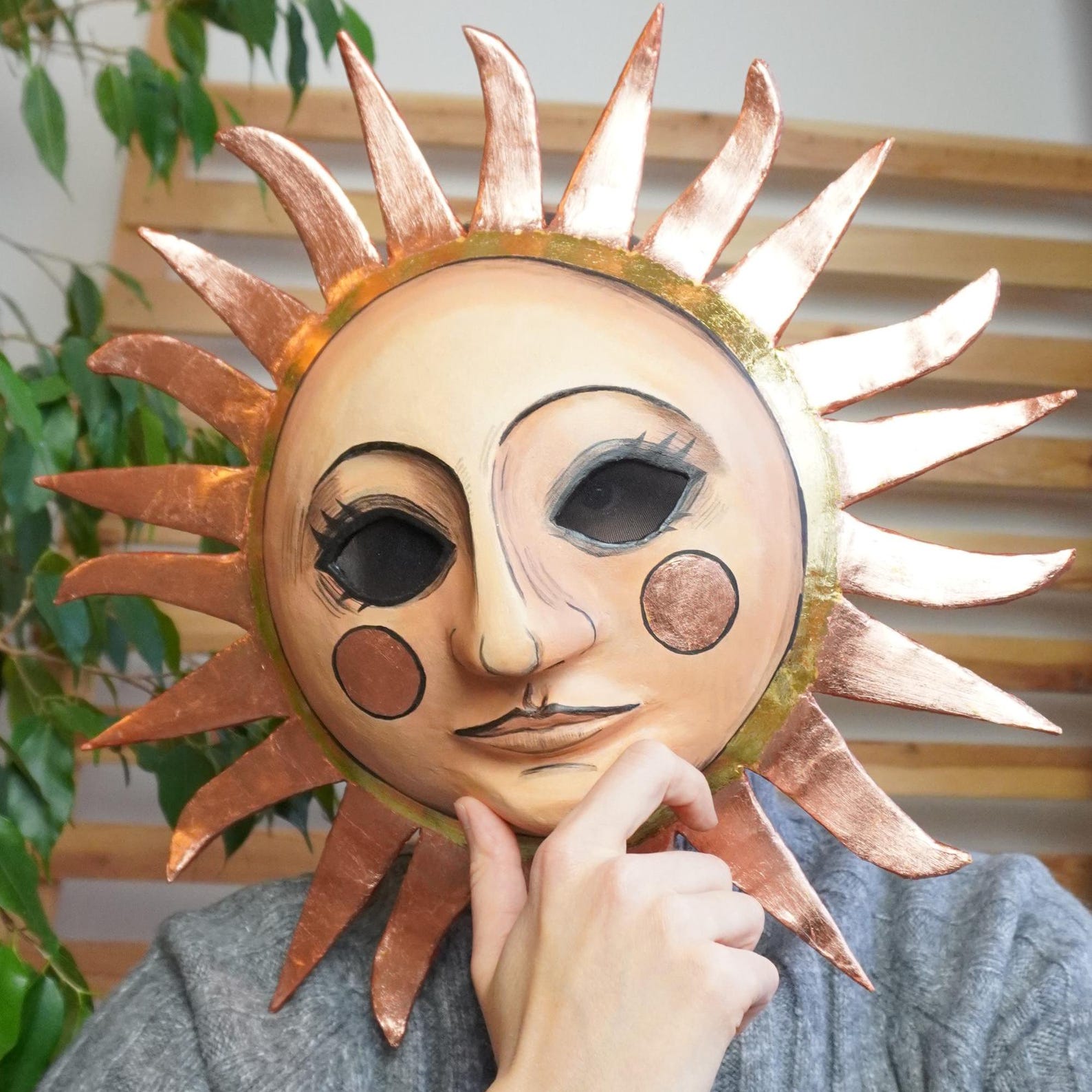 The Sun Mask, Halloween Mask, Papier-mache, Carnaval Mask, Masquarade ...