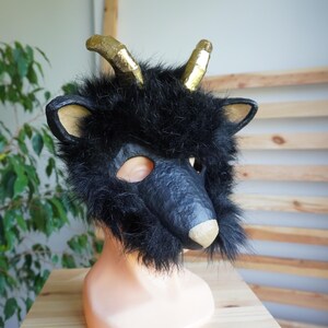 Goat Mask, Black Goat Mask, Halloween Mask, Animal Mask, Papier-mache ...