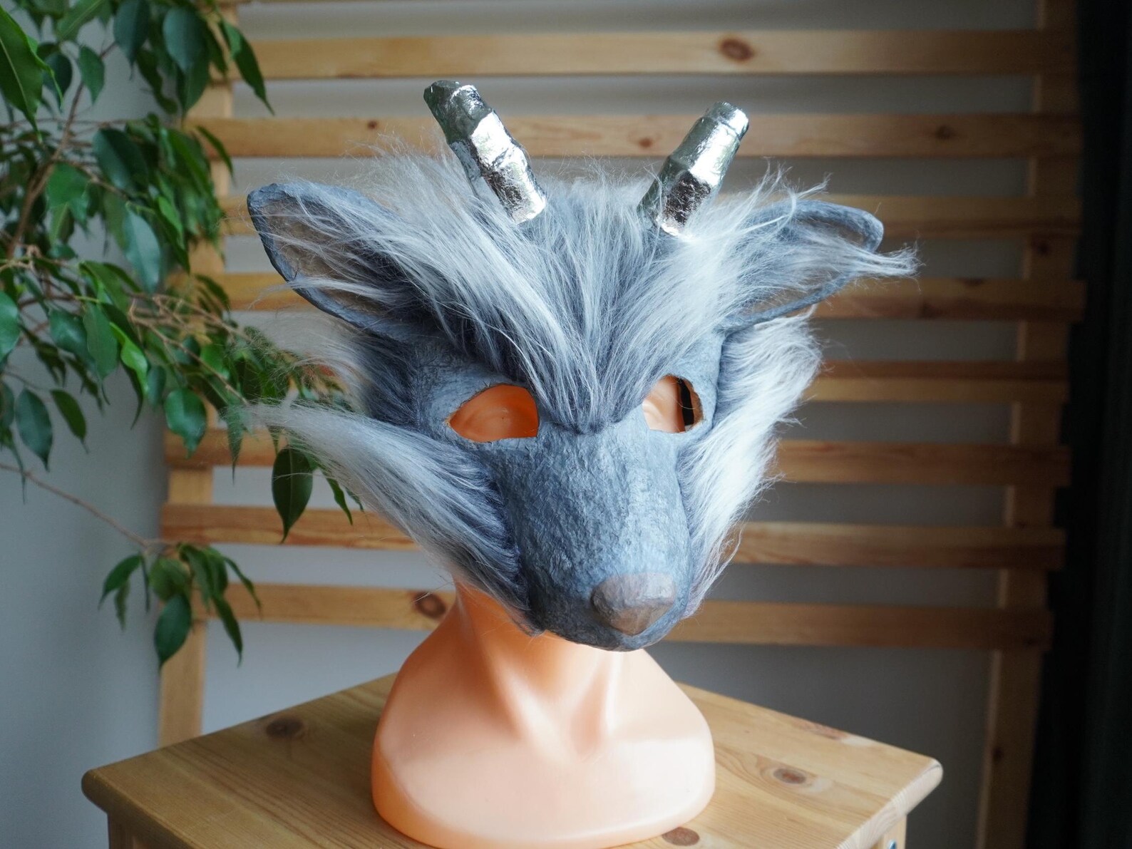 Goat Mask, Grey Goat Mask, Halloween Mask, Animal Mask, Papier-mache ...