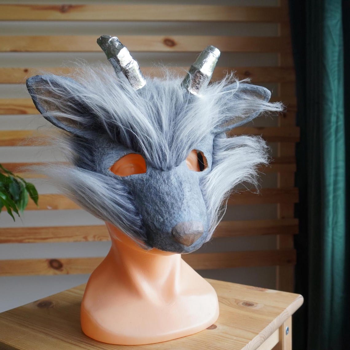 Goat Mask, Grey Goat Mask, Halloween Mask, Animal Mask, Papier-mache ...