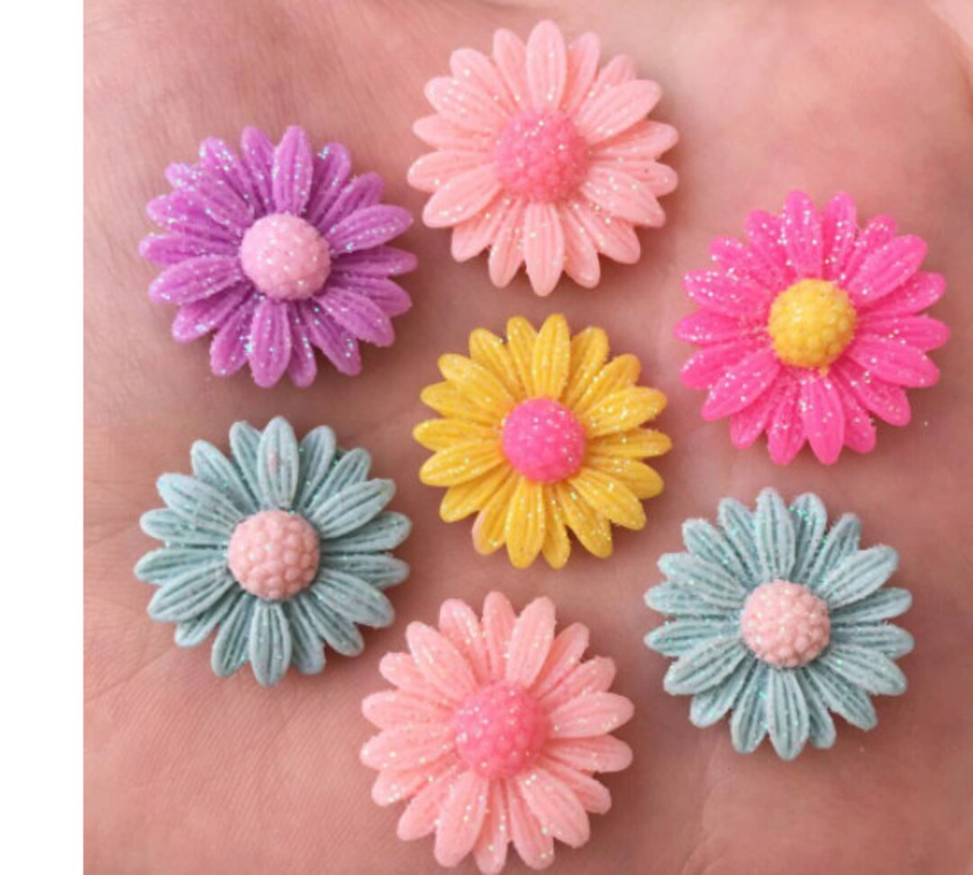 10 Pcs Kawaii Resin Flower Flatbacks: Sunflower Cabochons (22mm) - Etsy