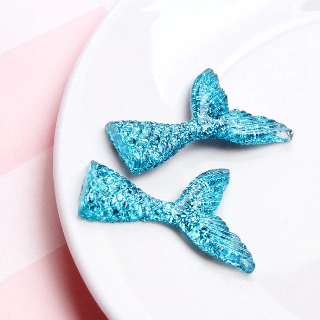 5 Blue Glitter Mermaid Fishtail Resin Flatbacks: DIY Crafts - Etsy