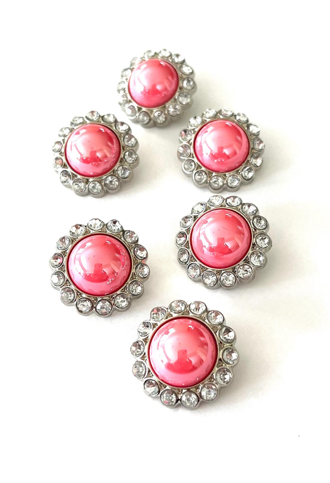 Shiny Pink Pearl Rhinestone Buttons: Wedding & Craft Embellishments - Etsy