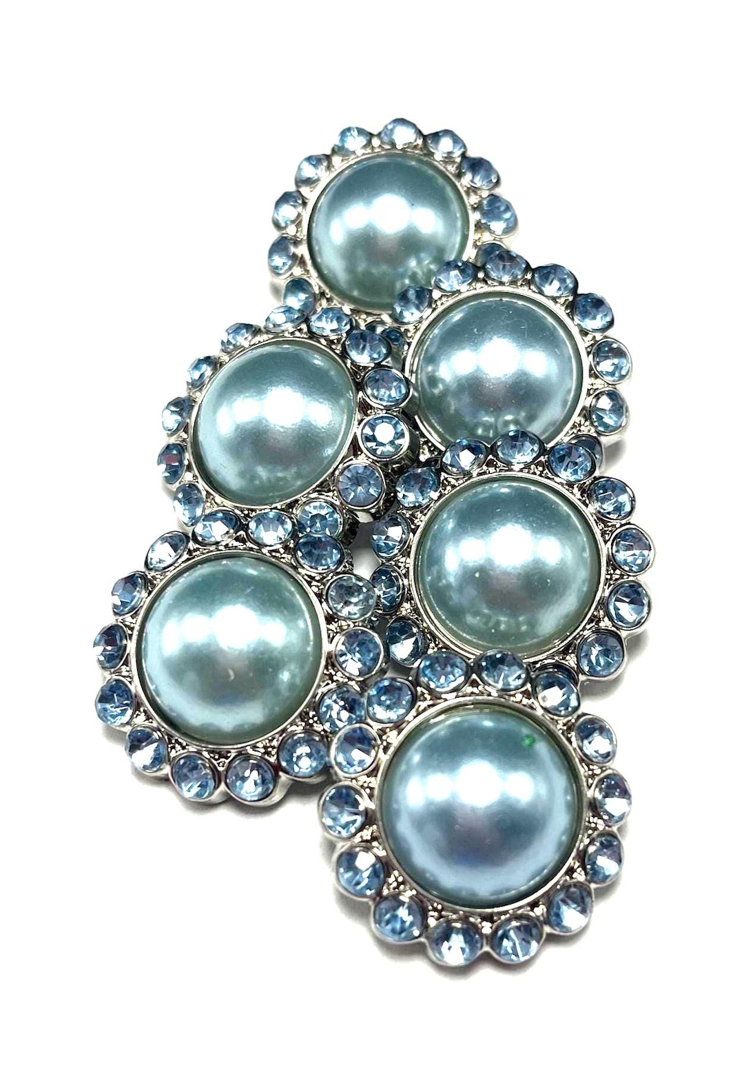 Baby Blue Pearl W/baby Blue Rhinestone Buttons | Wedding Buttons ...