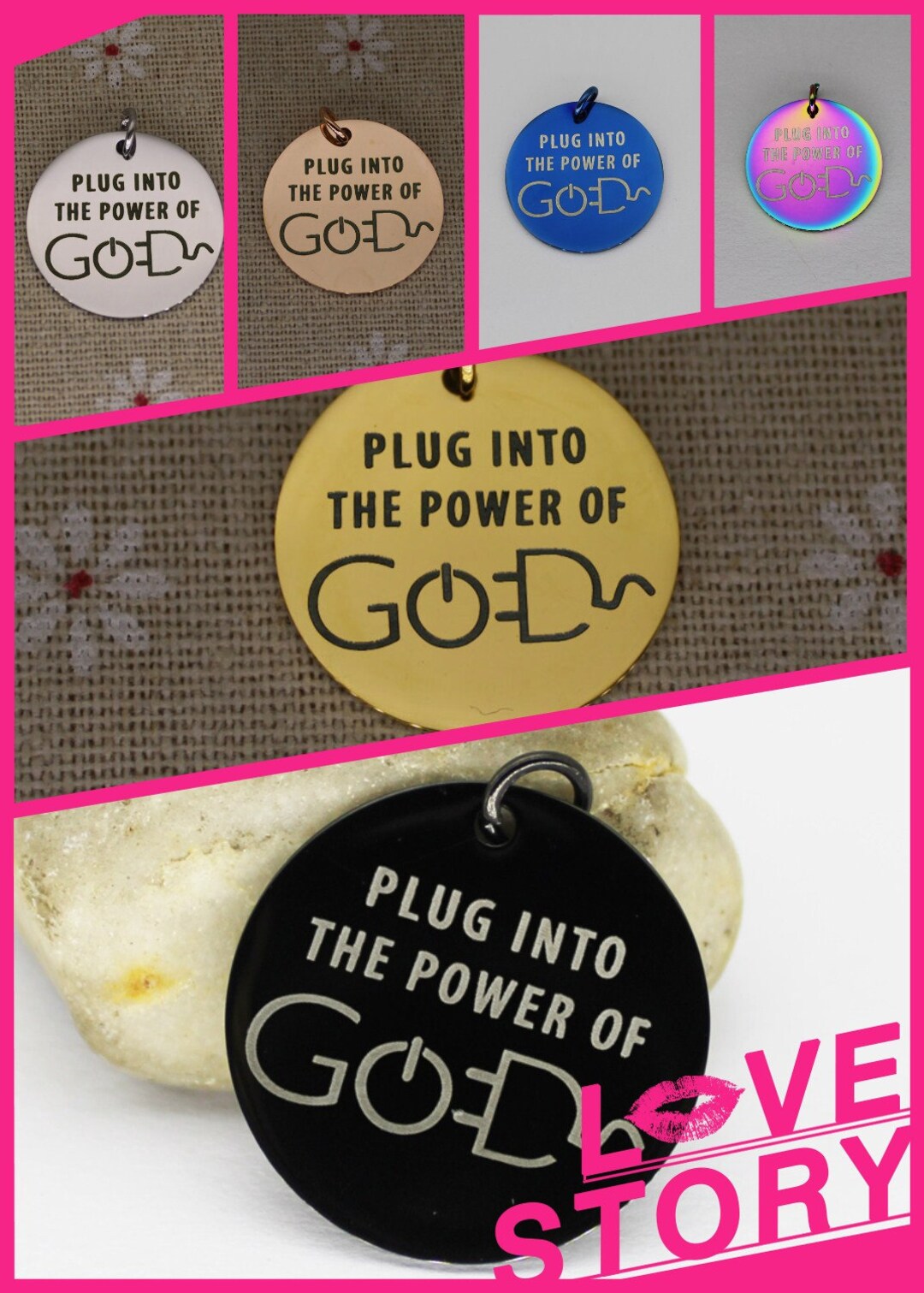 1 Pc WHOLESALE CHARMS | Plug Into the Power of GOD Stainless Steel ...