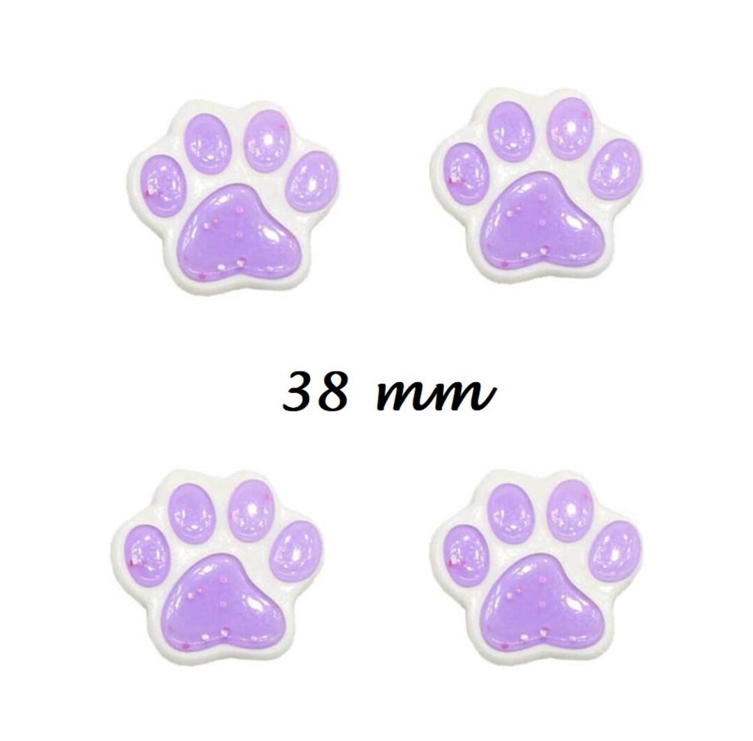 Purple Resin Paw Cabochons: Animal Print Flatbacks (38mm, 5pcs) - Etsy