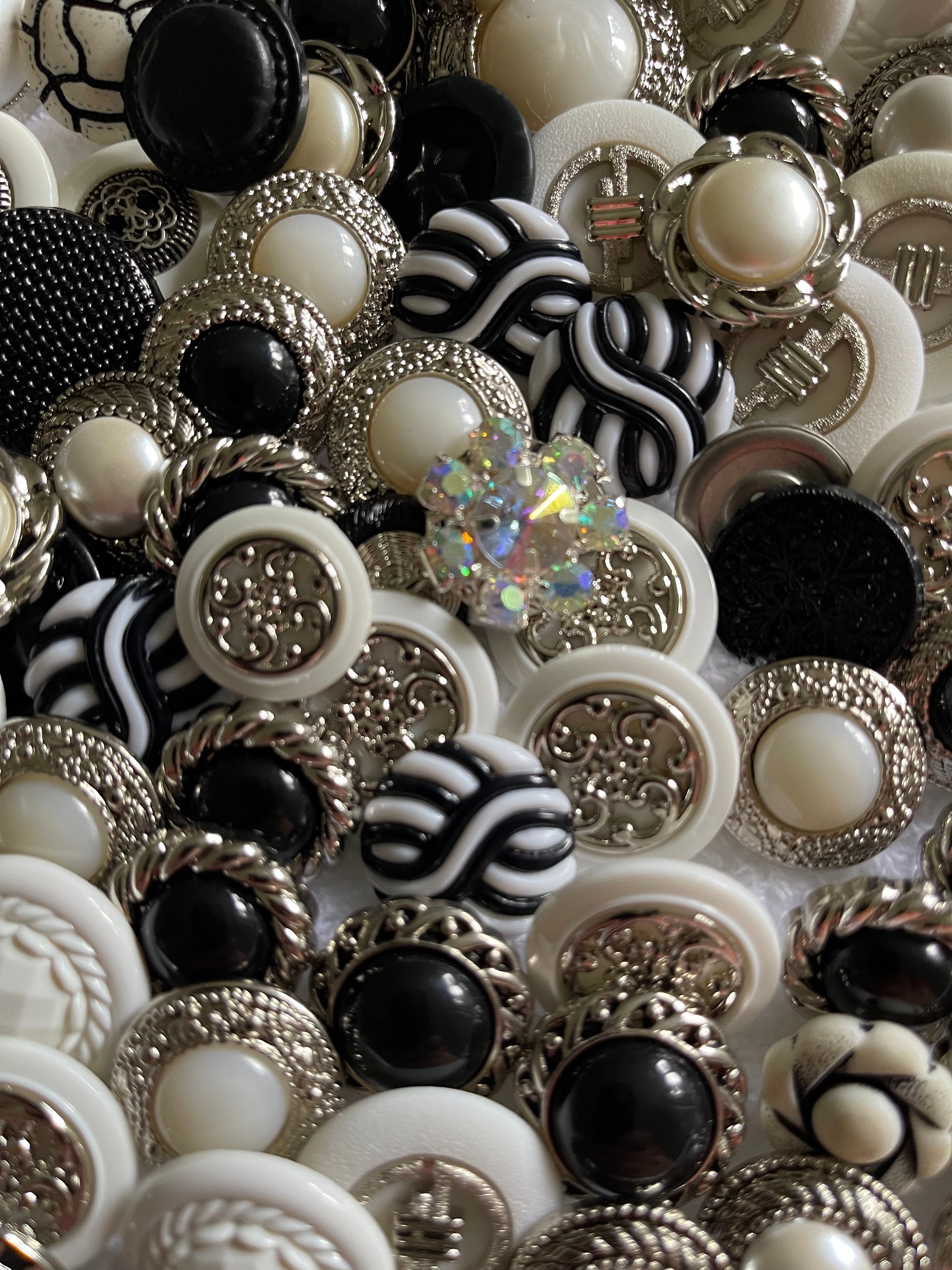 Vintage Style Buttons: Mixed Lot of Rhinestone, Pearl, and Metal ...