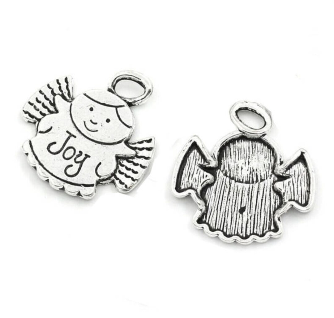 10 Pcs. Angel Wings "joy" Charms, Pendants, Celestial Being Charms ...
