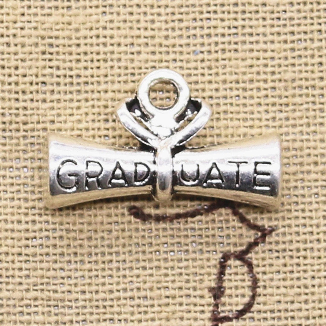 10 Antique Silver Diploma Charms: Graduation Pendants (22mm) - Etsy