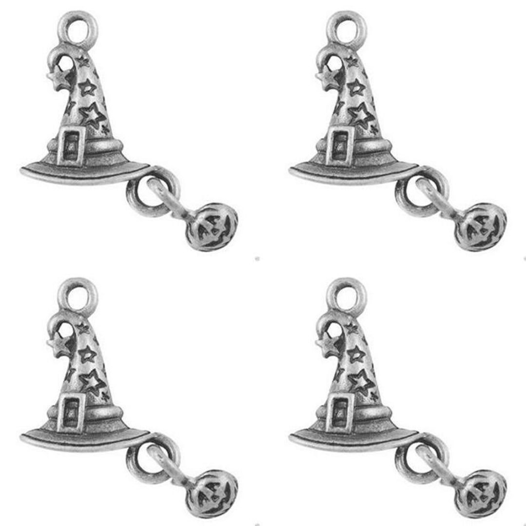 5 Pcs. Halloween Witches Hat With Pumpkin Dangle Charms, Wizard Hat ...