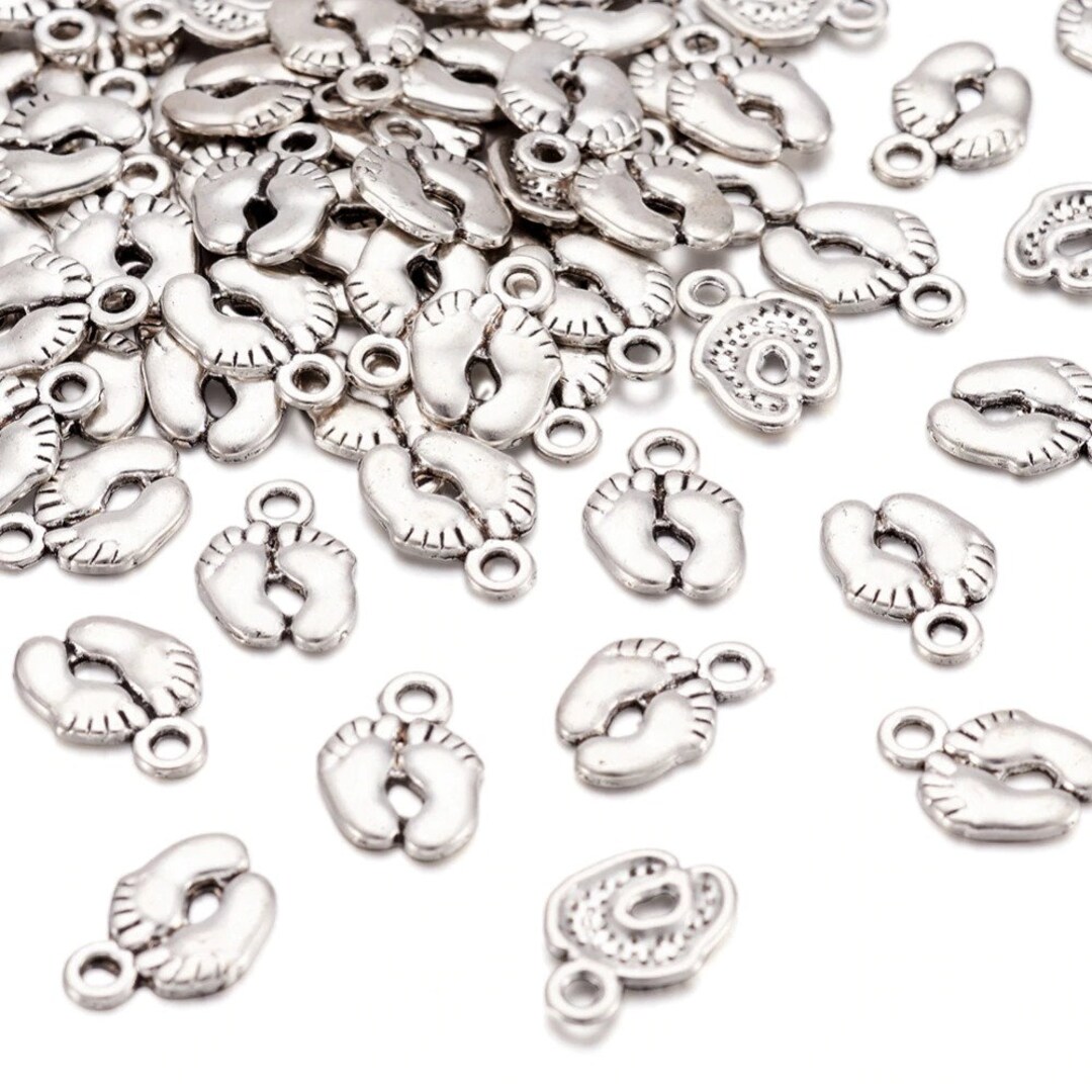 Bulk Antique Silver Baby Feet Charms: Zinc Alloy (13x10mm) - Etsy