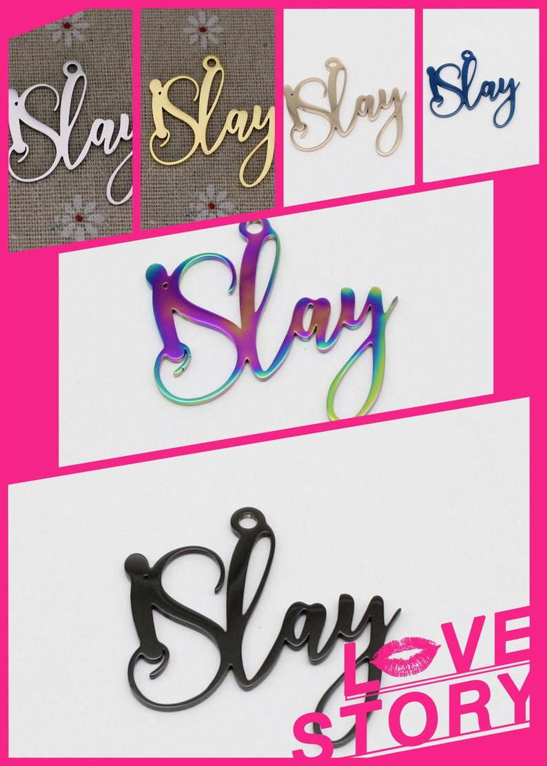 I Slay Stainless Steel Charm: Empowerment Pendant (35mm X 34mm) - Etsy