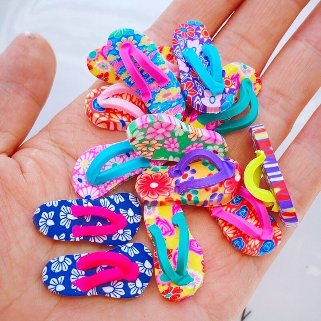 10 Pcs. Cute Clay Beach Flip Flop Flatbacks Flat Back, Bow Center ...