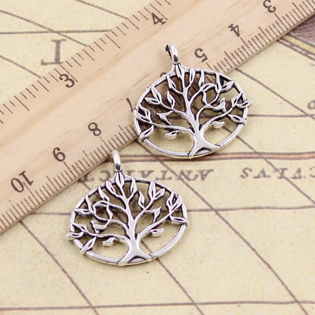 4 Pcs or 20 Pcs, Tree of Life Oval Charms, Pendants, Hollow Double ...