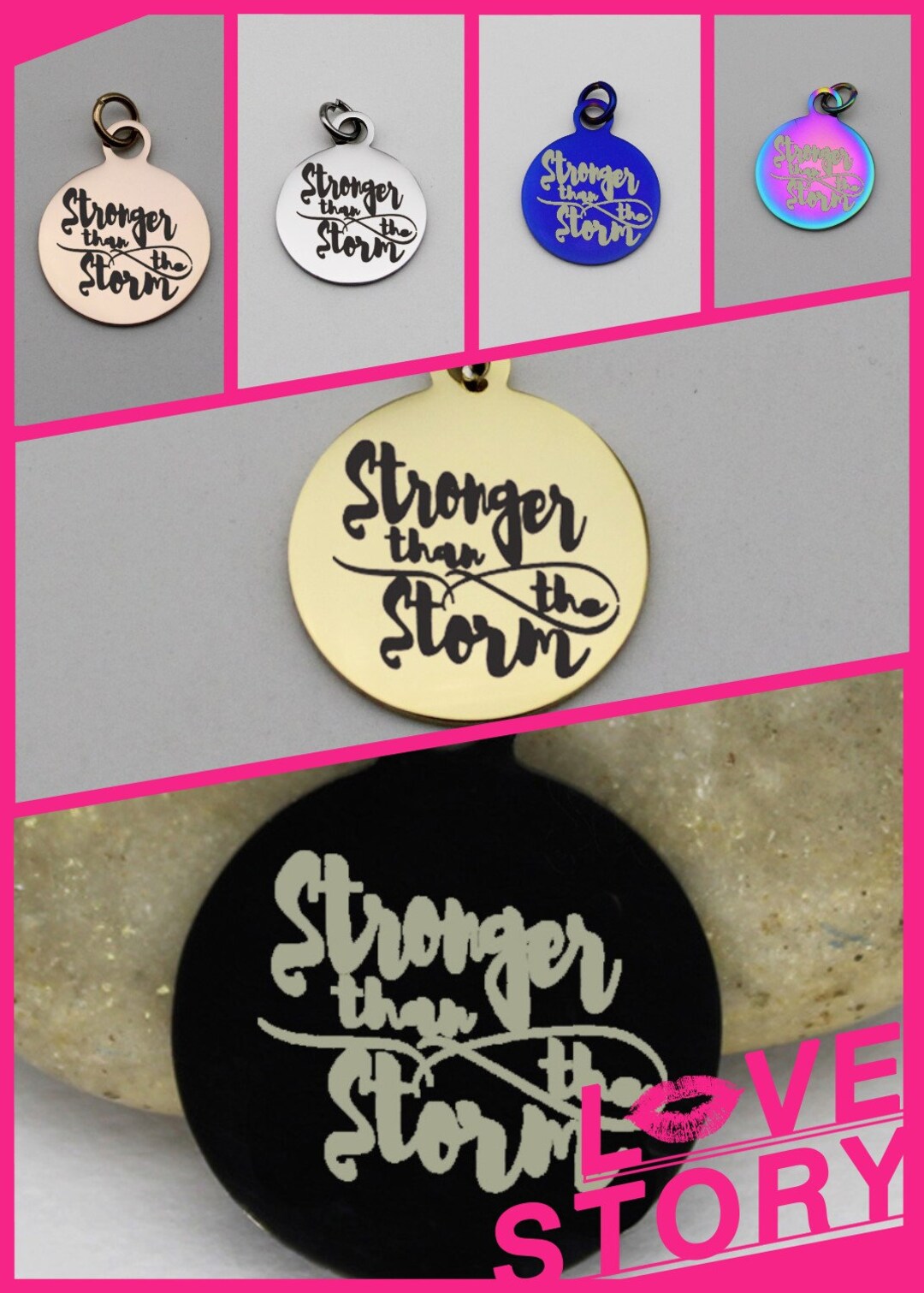 Stronger Than the Storm Charm, 1 Pc Wholesale Stainless Steel Charms ...