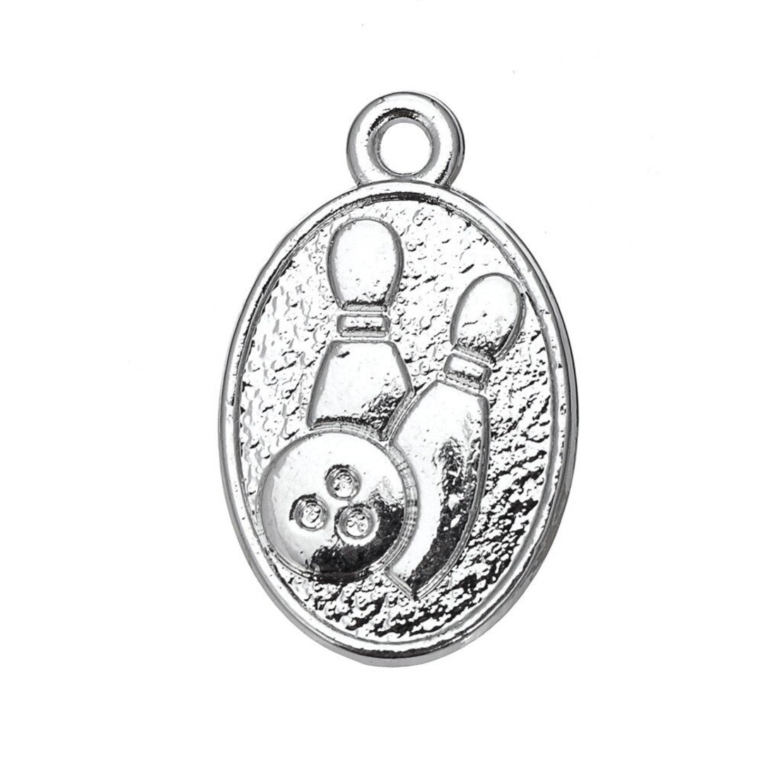 Antique Silver Bowling Charm: Pin & Ball Pendant (14x22mm) 5pcs. - Etsy