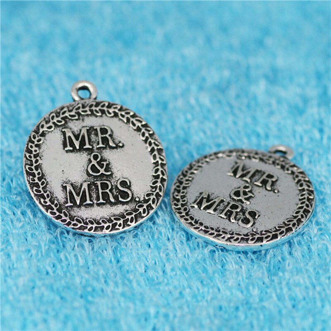 4 Pcs. Embossed Charms, Mr. & Mrs. Charms, Wedding Charms, Alloy ...