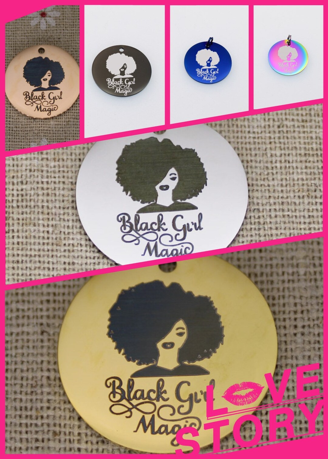 Black Girl Magic Charm, 1 Pc Wholesale Stainless Steel Charms, Pendant ...