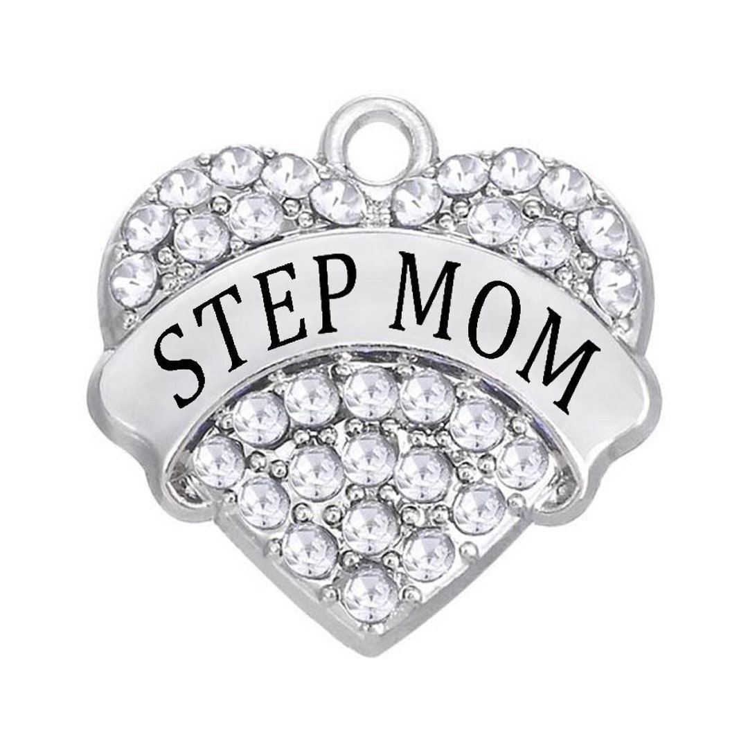 Rhinestone Step Mom Heart Charm: Alloy Pendant (24mm) - Etsy