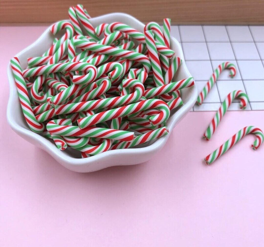 10 Large Christmas Candy Cane Polymer Clay Flatbacks: DIY Crafts - Etsy