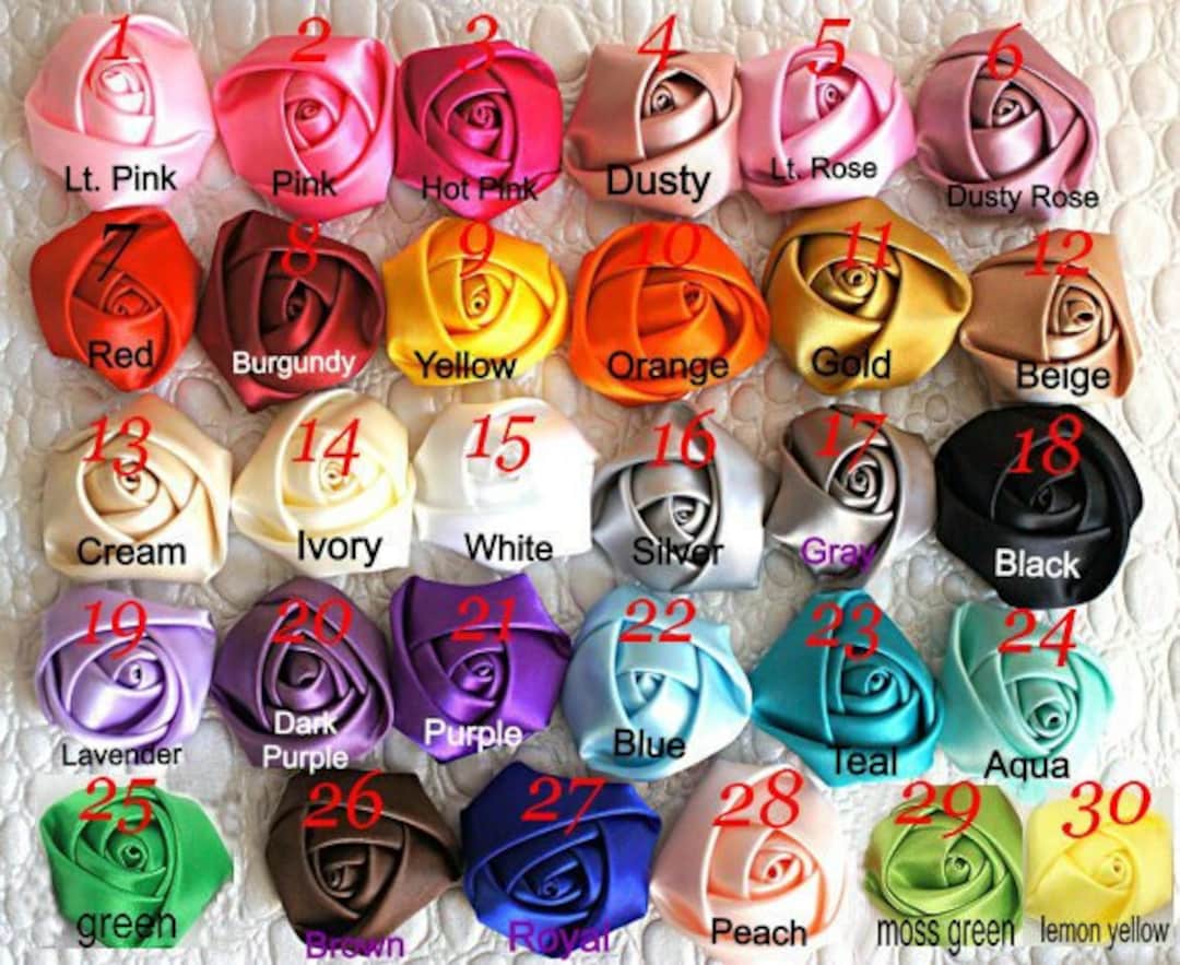 Satin Rolled Rosettes, 2" Silk Rose, Satin Flowers, Fabric Floral ...