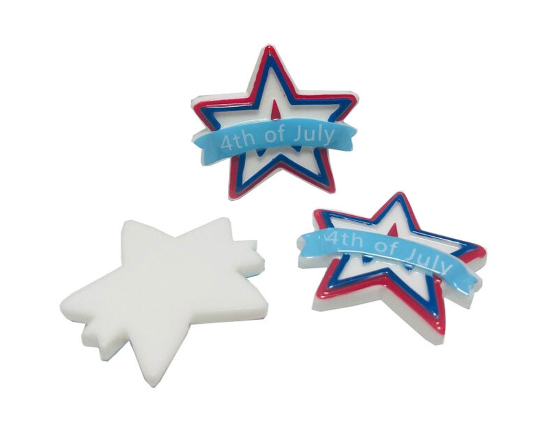 10 Pcs. Fourth of July American Flag Resin Flat Backs Patriotic Resins ...