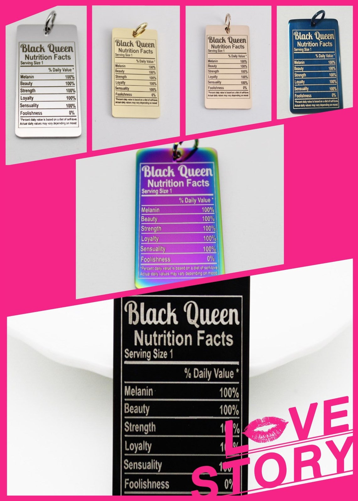 Black Queen Nutrition Facts Stainless Steel Charm - Melanin Beauty - Etsy
