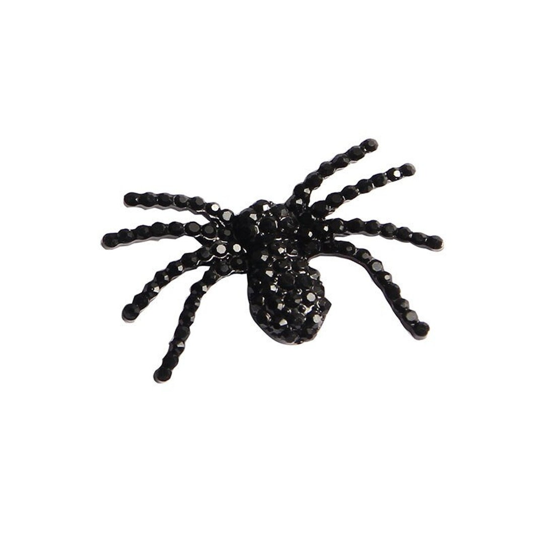 Black Rhinestone Spider Embellishments: Halloween Cabochons (2 Pcs ...