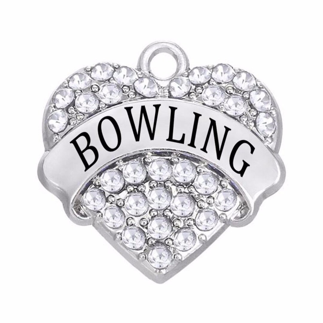 1 Pc. or 5 Pcs. Bowling Rhinestone Heart Charms, Pendants, Crystal ...