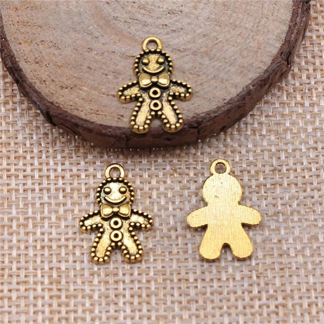Antique Gold Gingerbread Man Charms: Christmas Pendants (10 Pcs) - Etsy