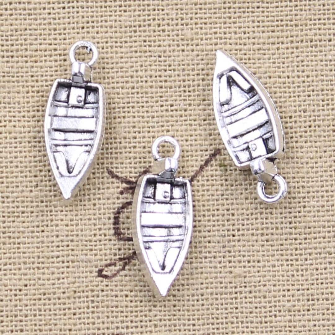 Boat Charm, 10 Pcs Antique Silver Zinc Alloy Metal 3-D Charms, Boating ...