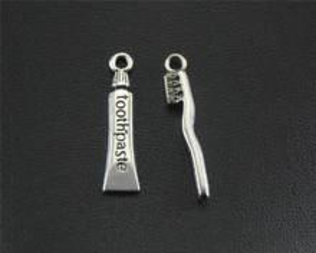Silver Tone Toothpaste & Toothbrush Charms: Zinc Alloy Dentist Charms ...