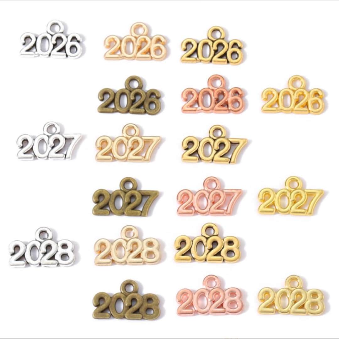 Year Charms 2021-2027: Alloy School, Wedding, Vacation Charms (10 Pcs ...