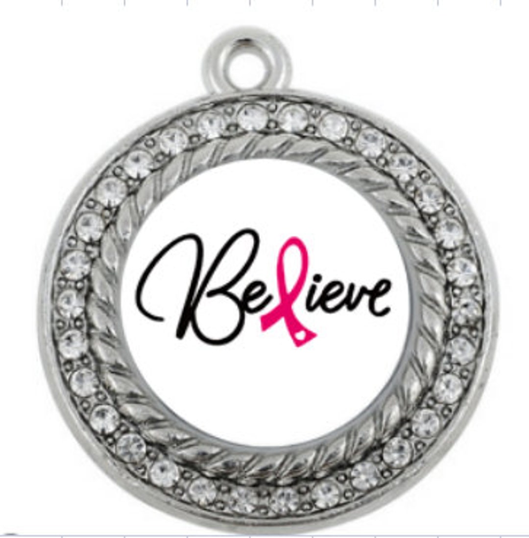 Rhinestone Breast Cancer Awareness Charm: Believe Survivor Pendant - Etsy