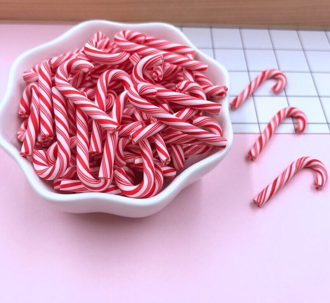 10 Large Christmas Candy Cane Polymer Clay Flatbacks: DIY Crafts - Etsy