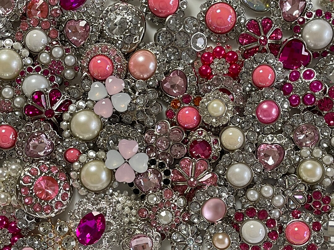 Pink & Pearl Embellished Buttons: Mixed Lot for Scrapbooking - Etsy