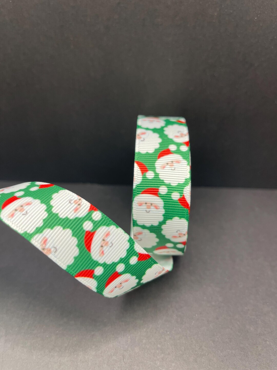 7/8 " Christmas Santa Face Grosgrain Ribbon, Christmas Print Ribbon ...